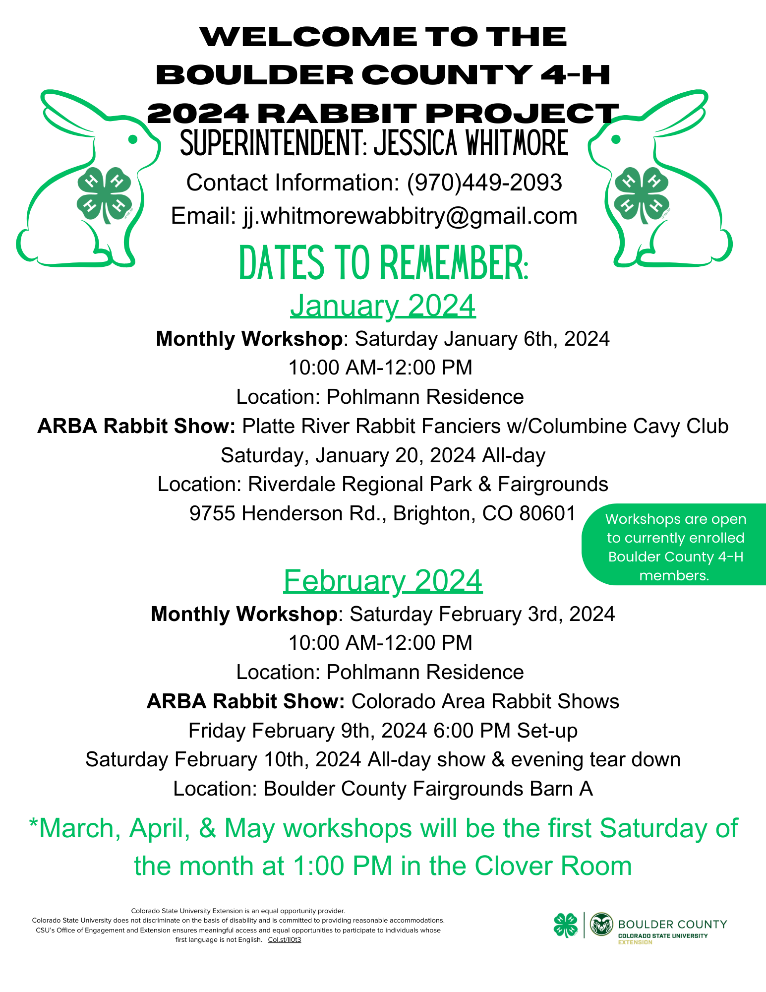 4-H RABBIT PROJECT – Boulder County Extension